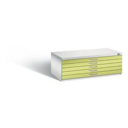 Planschrank aus Stahl, f&uuml;r Formate bis DIN A1, 5 Schubladen, lichtgrau/gr&uuml;n