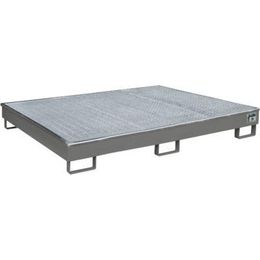 Bauer Regalwanne RW-GR 1800 PE, mit PE-Einsatz, mit Gitterrost, L 1765 x B 1315 x H 255 mm, mausgrau RAL 7005
