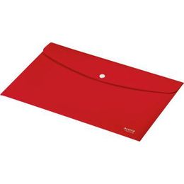 Leitz&reg; Sammelmappe Recycle, Format A4, Druckknopfverschluss, blickdicht, 100 % recycelbar, Blauer Engel, Recyclingkunststoff, rot