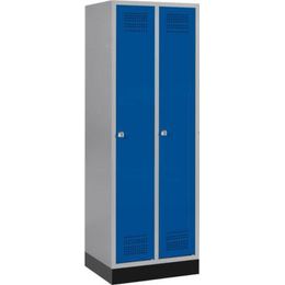 Sch&auml;fer Shop Sch&auml;fer Shop Genius Kleiderspind mit Sockel, 2 Abteile, Zylinderschloss, wei&szlig;aluminium/enzianblau