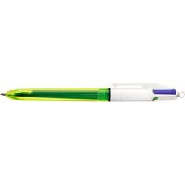 Vierfarbkugelschreiber BIC&reg; 4 Colours&reg; Fluo, dokumentenecht, 0,4 mm, inkl. Neongelb zum Highlighten