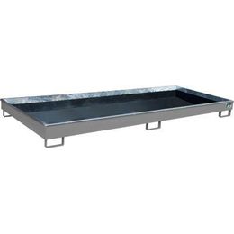 Bauer Regalwanne RW 3300-1 PE, mit PE-Einsatz, B 3262 x T 1312 x H 195 mm, bis 240 l, Stahl lackiert, mausgrau