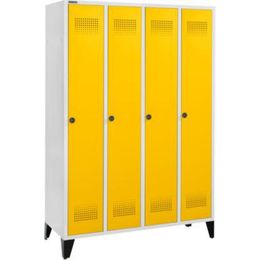 Sch&auml;fer Shop Sch&auml;fer Shop Genius Kleiderspind mit F&uuml;&szlig;en, 4 Abteile, 300 mm Abteilbreite, Drehriegelverschluss, rapsgelb
