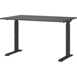Schreibtisch Porto, mechanisch höheneinstellbar, C-Fuß, B 1200 x T 800 x H 680-910 mm, schwarz/graphit