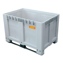 Logistikbox CEMO, Hart-Polyethylen (HDPE), grau, lebensmittelecht, B 1200 x T 800 x H 800 mm, 200 l hoch, mit Kufen