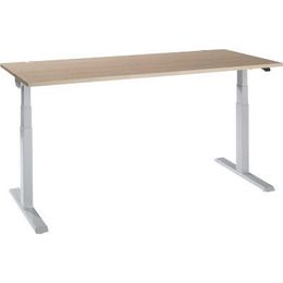 Sch&auml;fer Shop Sch&auml;fer Shop Select Schreibtisch ERGO-T 2.0, elektrisch h&ouml;henverstellbar, Rechteck, T-Fu&szlig;, B 1800 x T 800 x H 640-1300 mm, Eiche-Dekor/wei&szlig;alu