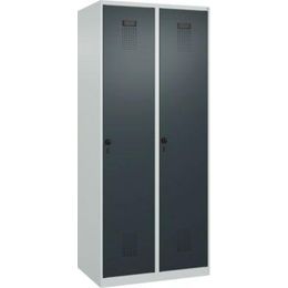 Kleiderspind C+P Evolo Plus, 2 Abteile, Anschlag rechts, Sicherheits-Drehriegel, B 800 x T 500 x H 1850 mm, lichtgrau/anthrazitgrau