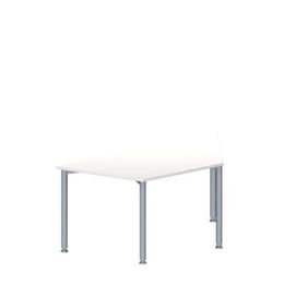 Sch&auml;fer Shop Sch&auml;fer Shop Genius Konferenztisch MODENA FLEX, Trapez, 4-Fu&szlig; Rundrohr, B 1600 x T 800 x H 720-840 mm, wei&szlig;/wei&szlig;aluminium RAL 9006