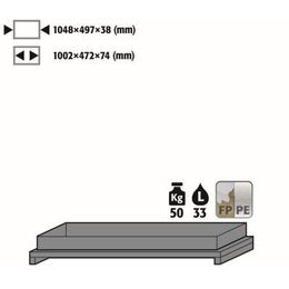 Wannenboden Standard f&uuml;r ASECOS Sicherheitsschr&auml;nke der Q30, Q90 und S90 Serie, Polypropylen, grau, B 955 x T 485 x H 112 mm, 33 l, bis 50 kg