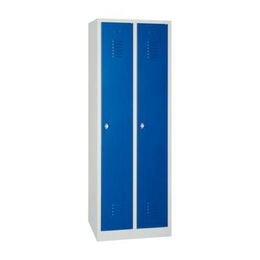Kleiderspind, 2 T&uuml;ren, Drehriegelverschluss, B 500 x H 1800 mm, lichtgrau/blau