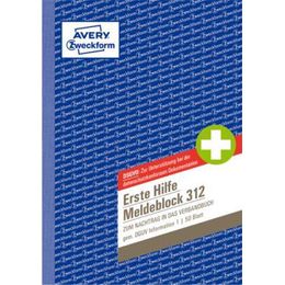Avery Zweckform AVERY&reg; Zweckform Meldeblock &bdquo;Erste Hilfe DGUV Vorschrift 1&ldquo;, gelocht, 50 Blatt wei&szlig;, DIN A5 hoch