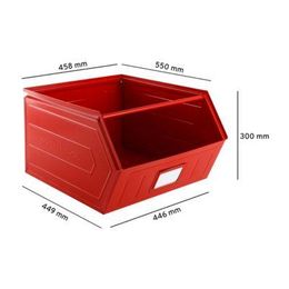 Sch&auml;fer Shop Sch&auml;fer Shop Select Sichtlagerkasten, mit Tragestab, L 550 x B 458 x H 300 mm, 60 l, 130 kg, Stahl, RAL 3000 (feuerrot)