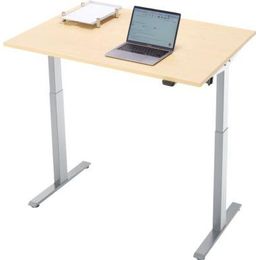 Schreibtisch, elektrisch h&ouml;henverstellbar, Rechteck, T-Fu&szlig;, B 1200 x T 800 x H 720-1200 mm, Ahorn-Dekor/silber