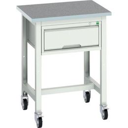 Werkbank Bott verso, Linoleum-Platte, 1 Schublade, mit Querstrebenset, B 700 x T 600 x H 930 mm, Lichtgrau