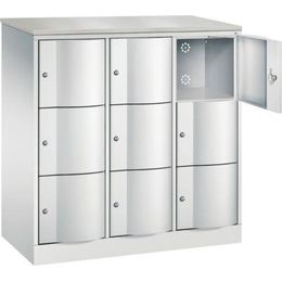 C+P Schlie&szlig;fachschrank Resisto, 3 Abteile, 9 F&auml;cher, B 1148 x T 540 x H 1255 mm, Lichtgrau/Lichtgrau