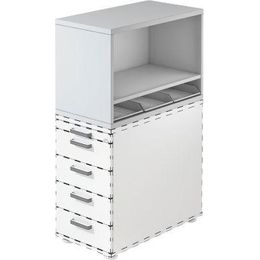 Aufsatzregal , f&uuml;r Standcontainer, 1 Fachboden, lichtgrau