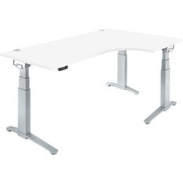 Sch&auml;fer Shop Sch&auml;fer Shop Genius Schreibtisch ERGOSTYLE S, 90&deg;, Ansatz rechts, elektrisch h&ouml;henverstellbar, C-Fu&szlig;, zweistufig, B 2000 x T 800 x H 645-1305 mm, inkl. Memory Master, wei&szlig;/wei&szlig;aluminium