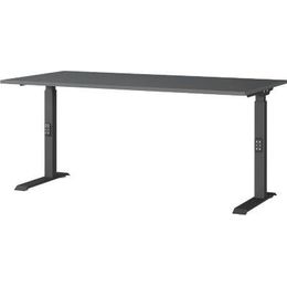 Schreibtisch Aalborg, mechanisch h&ouml;henverstellbar, bis 80 kg, Rechteck, C-Fu&szlig;, B 1600 x T 800 x H 680 - 910 mm, graphit/schwarzgrau