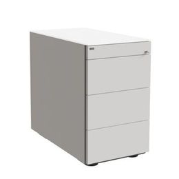 Standcontainer SOLUS PLAY, 1 Utensilienauszug, 3 Sch&uuml;be, Tiefe 800 mm, grifflos, wei&szlig;