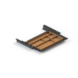 Schublade f&uuml;r elektrisch h&ouml;henverstellbaren Schreibtisch Elements, Metall mit Bambus-Inlay, B 424,6 x T 264,5 x H 36,5 mm, schwarz