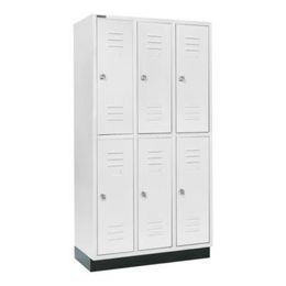 Sch&auml;fer Shop Sch&auml;fer Shop Select Kleiderspind, mit 3 x 2 Abteilen, 300 mm, mit Sockel, Zylinderschloss, T&uuml;r lichtgrau