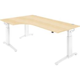 Sch&auml;fer Shop Sch&auml;fer Shop Genius Schreibtisch ERGOSTYLE S, 90&deg;, C-Fu&szlig; Gestell, Ansatz links, manuell h&ouml;henverstellbar, melaminharzbeschichtet, B 2000 x T 800 x H 675-895 mm, wei&szlig;/wei&szlig;