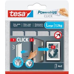 Tesa&reg; Powerstrips CLICK LARGE, 7,2 kg, 4 x 2 Streifen, selbstklebend, f&uuml;r flache Wanddeko