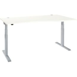 Sch&auml;fer Shop Sch&auml;fer Shop Select Schreibtisch ERGO-T 2.0, elektrisch h&ouml;henverstellbar, Freiform Ansatz rechts, T-Fu&szlig;, B 1800x H 640-1300 mm, wei&szlig;/wei&szlig;alu