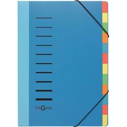 PAGNA Pultordner Color, f&uuml;r DIN A4, Polypropylen, 12 F&auml;cher, blau