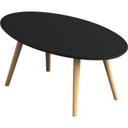 Beistelltisch SCANDI, oval, 4-Fuß Gestell aus Massivholz, B 850 x T 500 x H 350 mm, schwarz/Buche