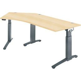 Sch&auml;fer Shop Sch&auml;fer Shop Genius Schreibtisch ERGOSTYLE S, 135&deg;, einstufig, elektrisch h&ouml;henverstellbar, Ansatz links, C-Fu&szlig;, B 2165 x T 800 x H 715-1182 mm, inkl. Memory Master, Ahorn/anthrazit