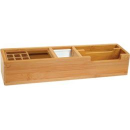 Wedo Tischorganizer Bambus, 2 F&auml;cher, 2 Aluminium-Eins&auml;tze