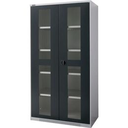 Sch&auml;fer Shop Sch&auml;fer Shop Genius Sichtt&uuml;rschrank FS, 5 OH, abschlie&szlig;bar, 4 Fachb&ouml;den, bis 450 kg, B 1055 mm, Stahl, wei&szlig;aluminium RAL 9006/anthrazitgrau RAL 7016