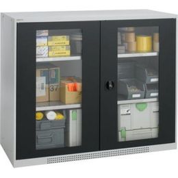 Sch&auml;fer Shop Sch&auml;fer Shop Genius Fl&uuml;gelt&uuml;renschrank FS, Stahl, Sichtfenster, L&uuml;ftungsl&ouml;cher, B 1343 x T 520 x H 1105 mm, 3 OH, Wei&szlig;alu/Anthrazitgrau, bis 450 kg