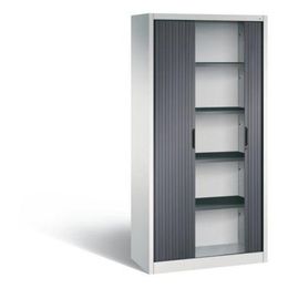 C + P Rollladenschrank Omnispace, 5 OH, abschlie&szlig;bar, B 1000 x T 420 x H 1980 mm, Stahl/Kunststoff, lichtgrau/schwarzgrau