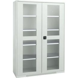 Sch&auml;fer Shop Sch&auml;fer Shop Genius Fl&uuml;gelt&uuml;renschrank FS, Stahl, Sichtfenster, L&uuml;ftungsl&ouml;cher, B 1343 x T 620 x H 1950 mm, 5 OH, Lichtgrau/Lichtgrau, bis 750 kg