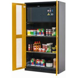 Chemikalienschrank ASECOS CS-CLASSIC-GF, Fl&uuml;gelt&uuml;ren mit Glasausschnitt, Front Sicherheitsgelb, B 1055 x T 520 x H 1950 mm