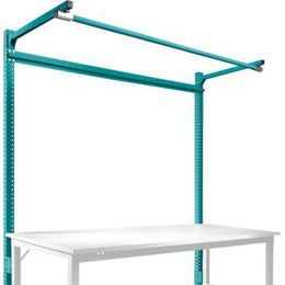 Manuflex Aufbauportal m. Ausleger, Grundtisch SPEZIAL Arbeitstisch/Werkbank UNIVERSAL/PROFI, 1750 mm, wasserblau