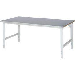 Rau Arbeitstisch Tom, manuell h&ouml;henverstellbar, 25 mm MDF-Platte mit Stahlblechbelag, bis 500 kg, B 2000 x T 1000 x H 760-1080 mm, silber/lichtgRau