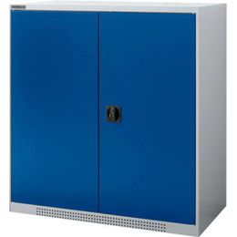 Sch&auml;fer Shop Sch&auml;fer Shop Genius Fl&uuml;gelt&uuml;rschrank FS, Stahl, mit Bel&uuml;ftungsl&ouml;chern, B 1055 x T 420 x H 1105 mm, 3 OH, wei&szlig;aluminium/enzianblau, bis 450 kg