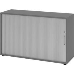 Querrollladenschrank Breno, 2 OH, abschlie&szlig;bar, stapelbar, B 1200 x T 400 x H 748 mm, Spanplatte, graphit