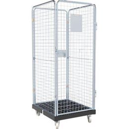 Sch&auml;fer Shop Sch&auml;fer Shop Select Rollbox ADB BASICline, 4-seitig, mit T&uuml;r, ohne Zwischenboden, bis 500 kg, Lenk- & Bockrollen, L 724 x B 815 x H 1800 mm, Stahl & Recycling-HDPE