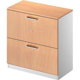 Sch&auml;fer Shop Sch&auml;fer Shop Genius H&auml;ngeregistraturschrank TETRIS SOLID, 2 OH, B 800 mm, abschlie&szlig;bar, mit Abdeckplatte, Buche-Dekor/wei&szlig;alu
