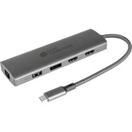 USB-C Hub Good Connections, 10er-Port mit 2 x HDMI, 1 x DisplayPort, 1 x USB-C, 2 x USB 3.0 A, 1 x USB 2.0 A, 1 x RJ45, 1 x Kartenleser, anthrazit
