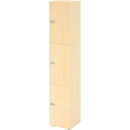 Schlie&szlig;fachschrank Topas Line, 6 Ordnerh&ouml;hen, 3 F&auml;cher, Zahlenschloss, B 400 x T 420 x H 2156 mm, Ahorn/Ahorn