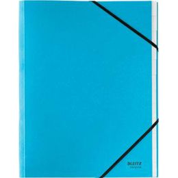 Leitz&reg; Sammelmappe Recycle, A4, 12 F&auml;cher mit Blanko-Taben, Inhaltsverzeichnis, Gummibandverschluss, 100 % recycelbar, Karton, blau