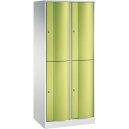 C+P Garderobenspind Resisto, 2 Abteile, 4 F&auml;cher, B 772 x T 540 x H 1950 mm, Lichtgrau/Clowngr&uuml;n