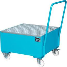 Bauer Stahl-Auffangwanne mit Rollen+Griff, 800 x 800 mm, blau RAL 5012