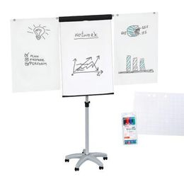 Flipchart Maul Maulstandard, h&ouml;henverstellbar, Hochformat, Papierblock + Schreibmarker farbsortiert