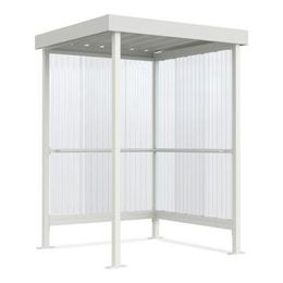 Raucherunterstand WSM Jena, Outdoor, f&uuml;r 2-3 Personen B 1550 x T 1550 x H 2360 mm, pulverbeschichtet grauwei&szlig; RAL 9002